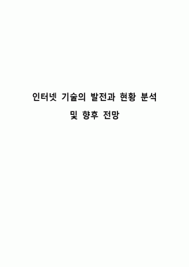 인터넷 기술의 발전과 현황 분석 및 향후 전망-1페이지