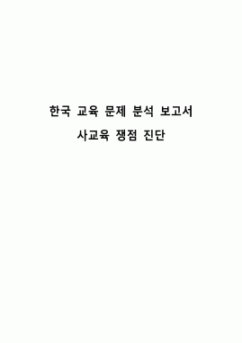 한국 교육 문제 분석 보고서 사교육 쟁점 진단-1페이지