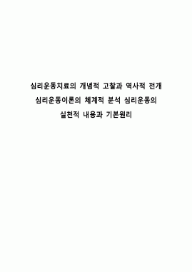 심리운동치료의 개념적 고찰과 역사적 전개 심리운동이론의 체계적 분석 심리운동의 실천적 내용과 기본원리-1페이지