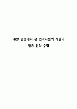 HRD 관점에서 본 인적자원의 개발과 활용 전략 수립-1페이지