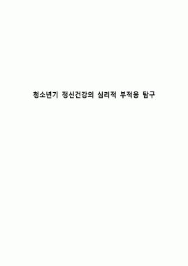 청소년기 정신건강의 심리적 부적응 탐구-1페이지