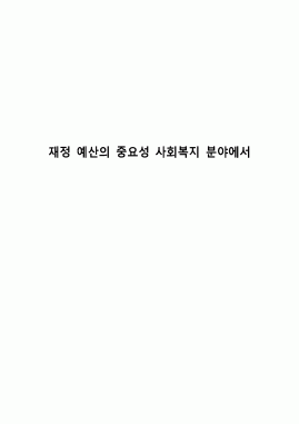 재정 예산의 중요성 사회복지 분야에서-1페이지