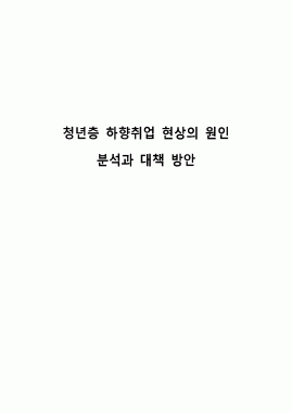 청년층 하향취업 현상의 원인 분석과 대책 방안-1페이지