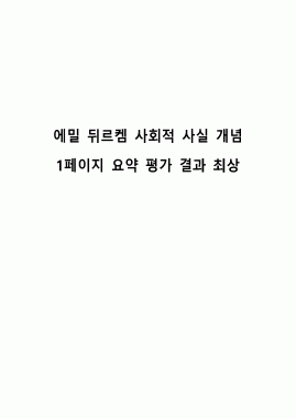 에밀 뒤르켐 사회적 사실 개념 1페이지 요약 평가 결과 최상-1페이지