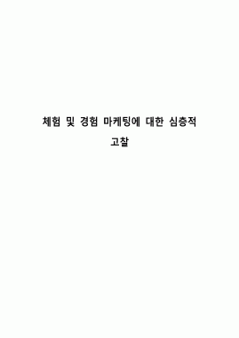 체험 및 경험 마케팅에 대한 심층적 고찰-1페이지