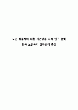 노인 성문제에 대한 기관방문 사례 연구 은빛 전북 노인복지 상담센터 중심-1페이지