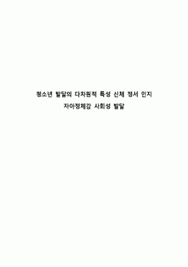 청소년 발달의 다차원적 특성 신체 정서 인지 자아정체감 사회성 발달-1페이지