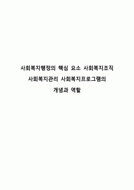 사회복지행정의 핵심 요소 사회복지조직 사회복지관리 사회복지프로그램의 개념과 역할-1페이지