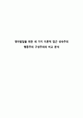 영아발달을 위한 세 가지 이론적 접근 성숙주의 행동주의 구성주의의 비교 분석-1페이지