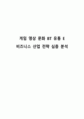 게임 영상 문화 BT 유통 E 비즈니스 산업 전략 심층 분석-1페이지