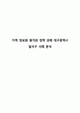지역 정보화 평가와 정책 과제 대구광역시 달서구 사례 분석-1페이지