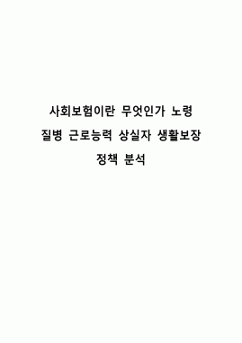 사회보험이란 무엇인가 노령 질병 근로능력 상실자 생활보장 정책 분석-1페이지