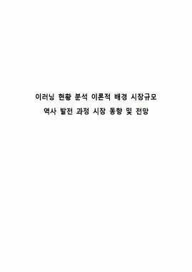 이러닝 현황 분석 이론적 배경 시장규모 역사 발전 과정 시장 동향 및 전망-1페이지