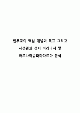 힌두교의 핵심 개념과 목표 그리고 사생관과 성지 바라나시 및 바르나아슈라마다르마 분석-1페이지