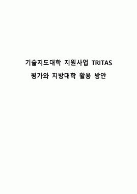 기술지도대학 지원사업 TRITAS 평가와 지방대학 활용 방안-1페이지