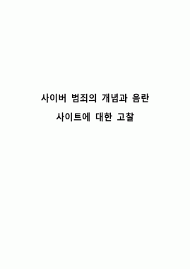 사이버 범죄의 개념과 음란 사이트에 대한 고찰-1페이지
