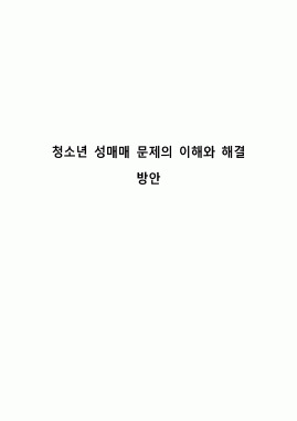 청소년 성매매 문제의 이해와 해결 방안-1페이지