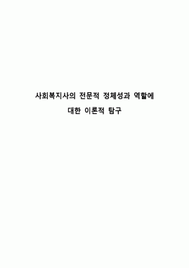 사회복지사의 전문적 정체성과 역할에 대한 이론적 탐구-1페이지