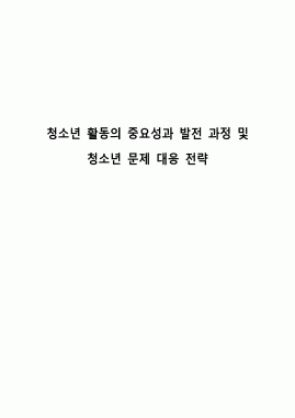 청소년 활동의 중요성과 발전 과정 및 청소년 문제 대응 전략-1페이지