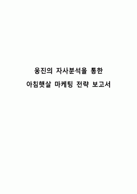 웅진의 자사분석을 통한 아침햇살 마케팅 전략 보고서-1페이지