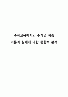 수학교육에서의 수개념 학습 이론과 실제에 대한 종합적 분석-1페이지