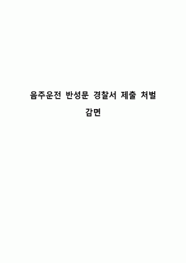 음주운전 반성문 경찰서 제출 처벌 감면-1페이지