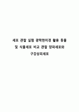 세포 관찰 실험 광학현미경 활용 동물 및 식물세포 비교 관찰 양파세포와 구강상피세포-1페이지
