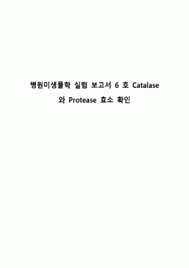 병원미생물학 실험 보고서 6 호 Catalase 와 Protease 효소 확인-1페이지