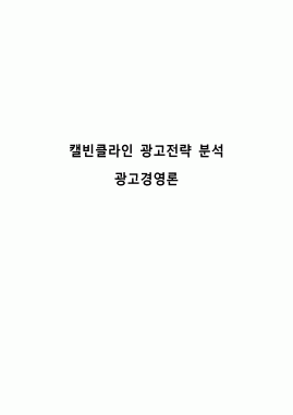 캘빈클라인 광고전략 분석 광고경영론-1페이지