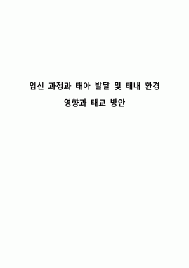 임신 과정과 태아 발달 및 태내 환경 영향과 태교 방안-1페이지
