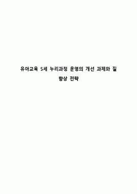 유아교육 5세 누리과정 운영의 개선 과제와 질 향상 전략-1페이지