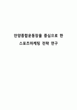 안양종합운동장을 중심으로 한 스포츠마케팅 전략 연구-1페이지