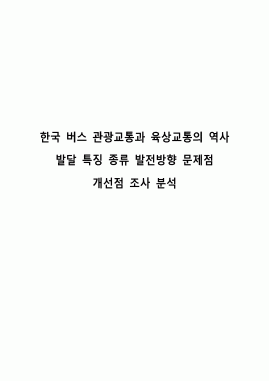 한국 버스 관광교통과 육상교통의 역사 발달 특징 종류 발전방향 문제점 개선점 조사 분석-1페이지