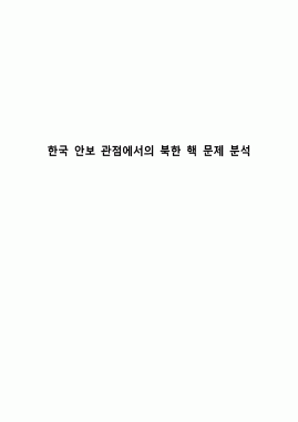 한국 안보 관점에서의 북한 핵 문제 분석-1페이지