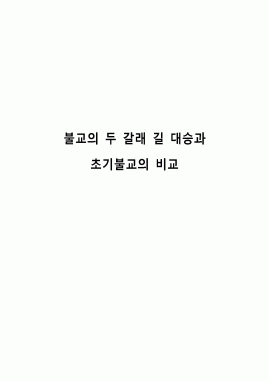 불교의 두 갈래 길 대승과 초기불교의 비교-1페이지