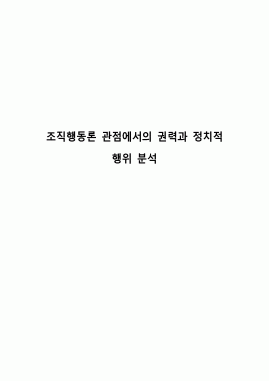 조직행동론 관점에서의 권력과 정치적 행위 분석-1페이지