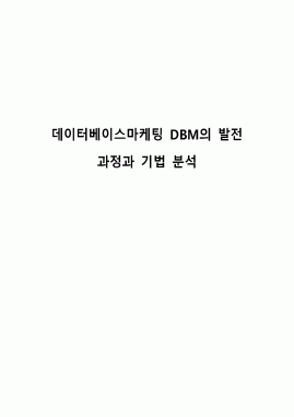 데이터베이스마케팅 DBM의 발전 과정과 기법 분석-1페이지
