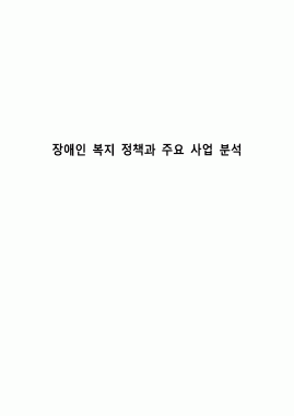 장애인 복지 정책과 주요 사업 분석-1페이지