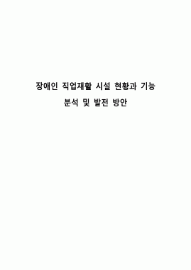 장애인 직업재활 시설 현황과 기능 분석 및 발전 방안-1페이지