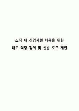 조직 내 신입사원 채용을 위한 태도 역량 정의 및 선발 도구 제안-1페이지