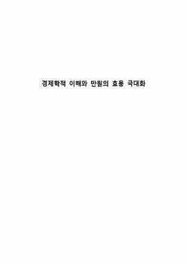 경제학적 이해와 만원의 효용 극대화-1페이지