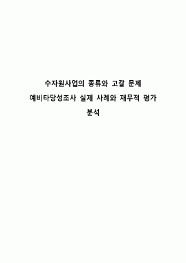 수자원사업의 종류와 고갈 문제 예비타당성조사 실제 사례와 재무적 평가 분석-1페이지