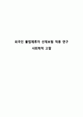 외국인 불법체류자 산재보험 적용 연구 사회학적 고찰-1페이지