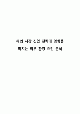 해외 시장 진입 전략에 영향을 미치는 외부 환경 요인 분석-1페이지