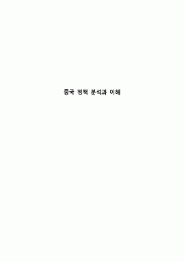 중국 정책 분석과 이해-1페이지