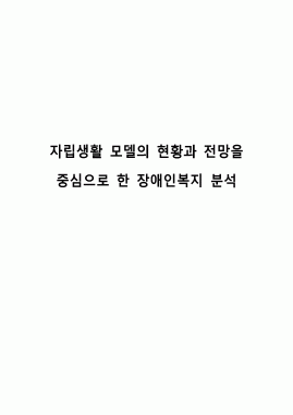 자립생활 모델의 현황과 전망을 중심으로 한 장애인복지 분석-1페이지