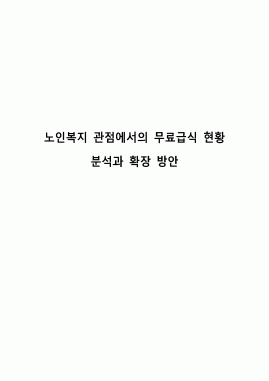 노인복지 관점에서의 무료급식 현황 분석과 확장 방안-1페이지