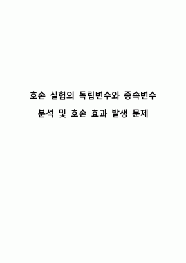 호손 실험의 독립변수와 종속변수 분석 및 호손 효과 발생 문제-1페이지