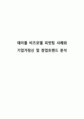 데이블 비즈모델 피벗팅 사례와 기업가정신 및 창업트렌드 분석-1페이지