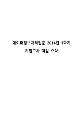 데이터정보처리입문 2014년 1학기 기말고사 핵심 요약-1페이지